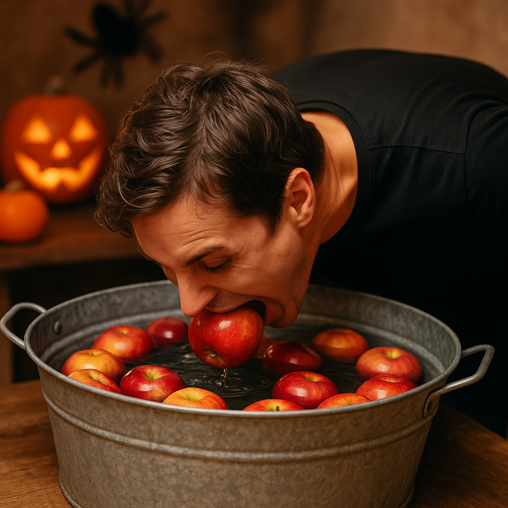 What is the significance of bobbing for apples during Halloween?